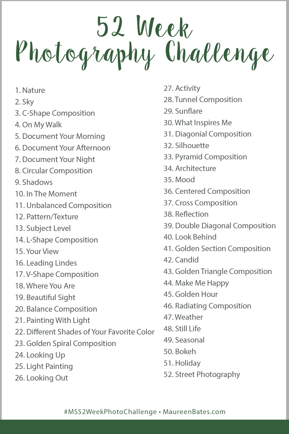 52 Week Photography Challenge - Maureen Sarah